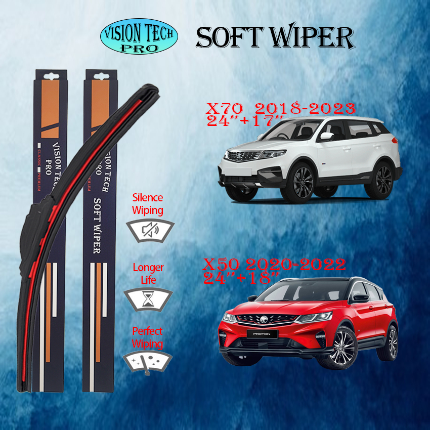 (Premium Rubber) Wiper Proton X70 (24"+17") & X50 (24"+18") | Shopee ...