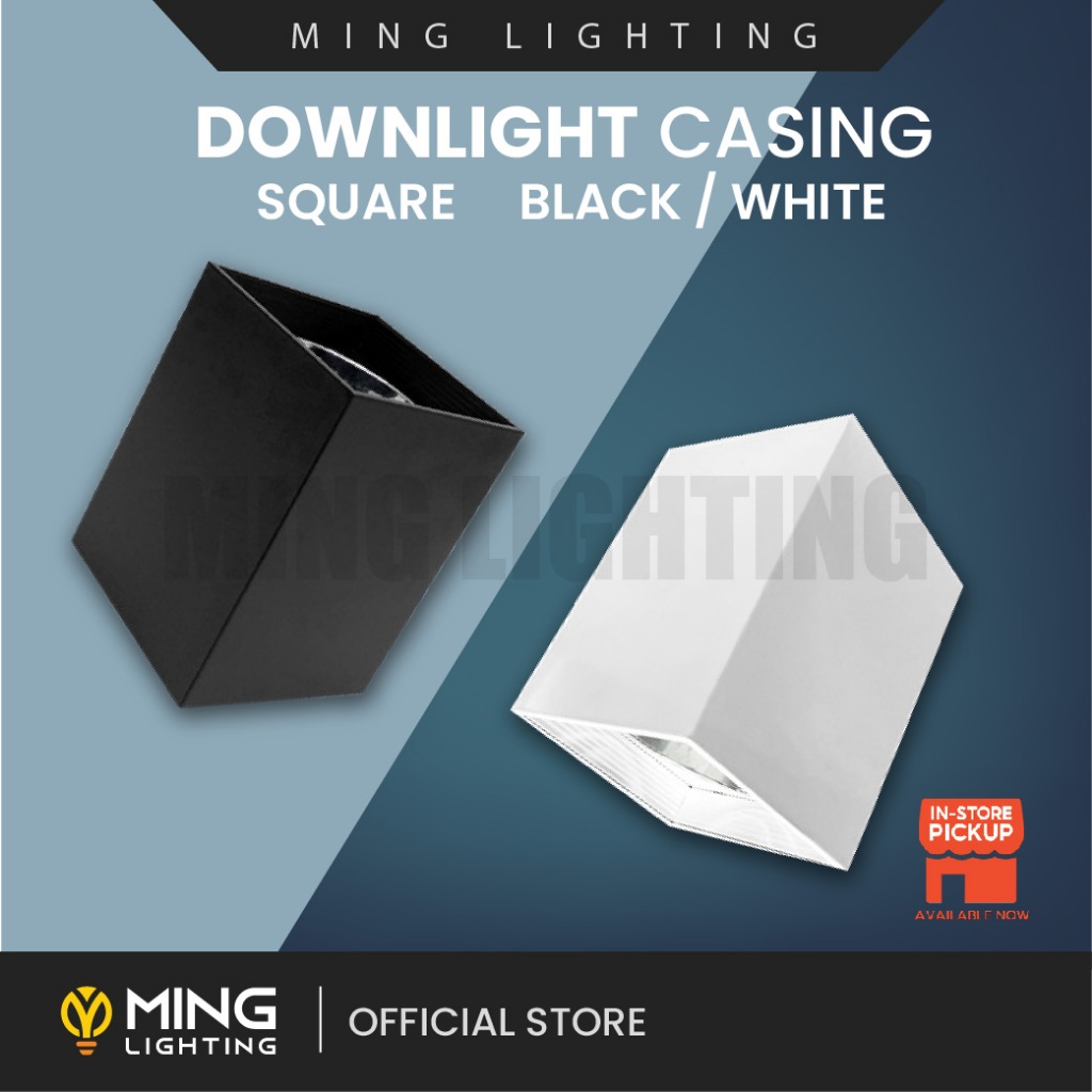 E27 SURFACE DOWNLIGHT SQUARE BLACK WHITE CASING ONLY | Shopee Malaysia