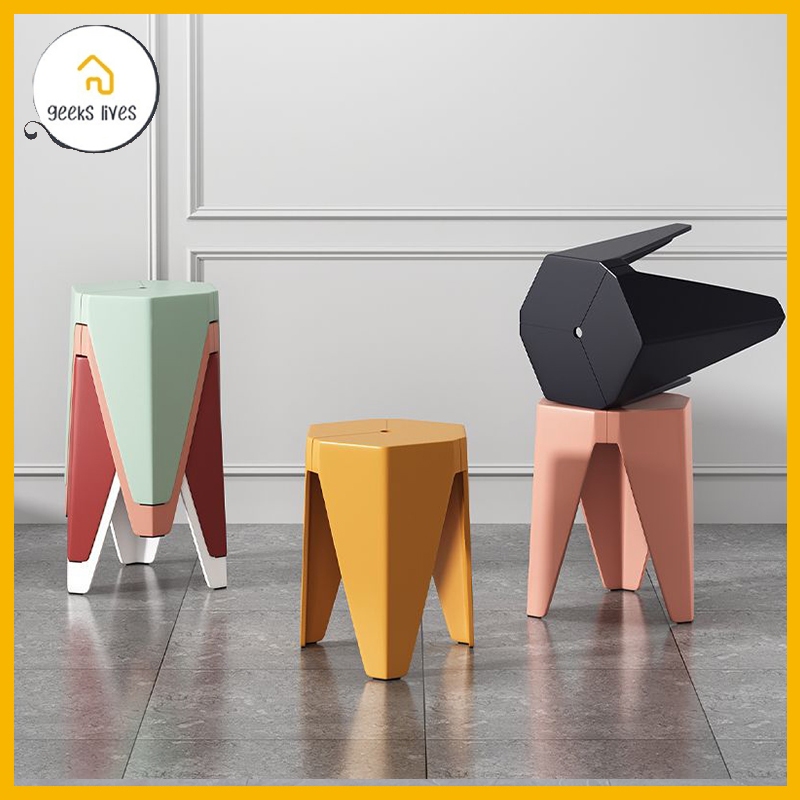 Thickened plastic hexagonal stool dining table chair living room ...
