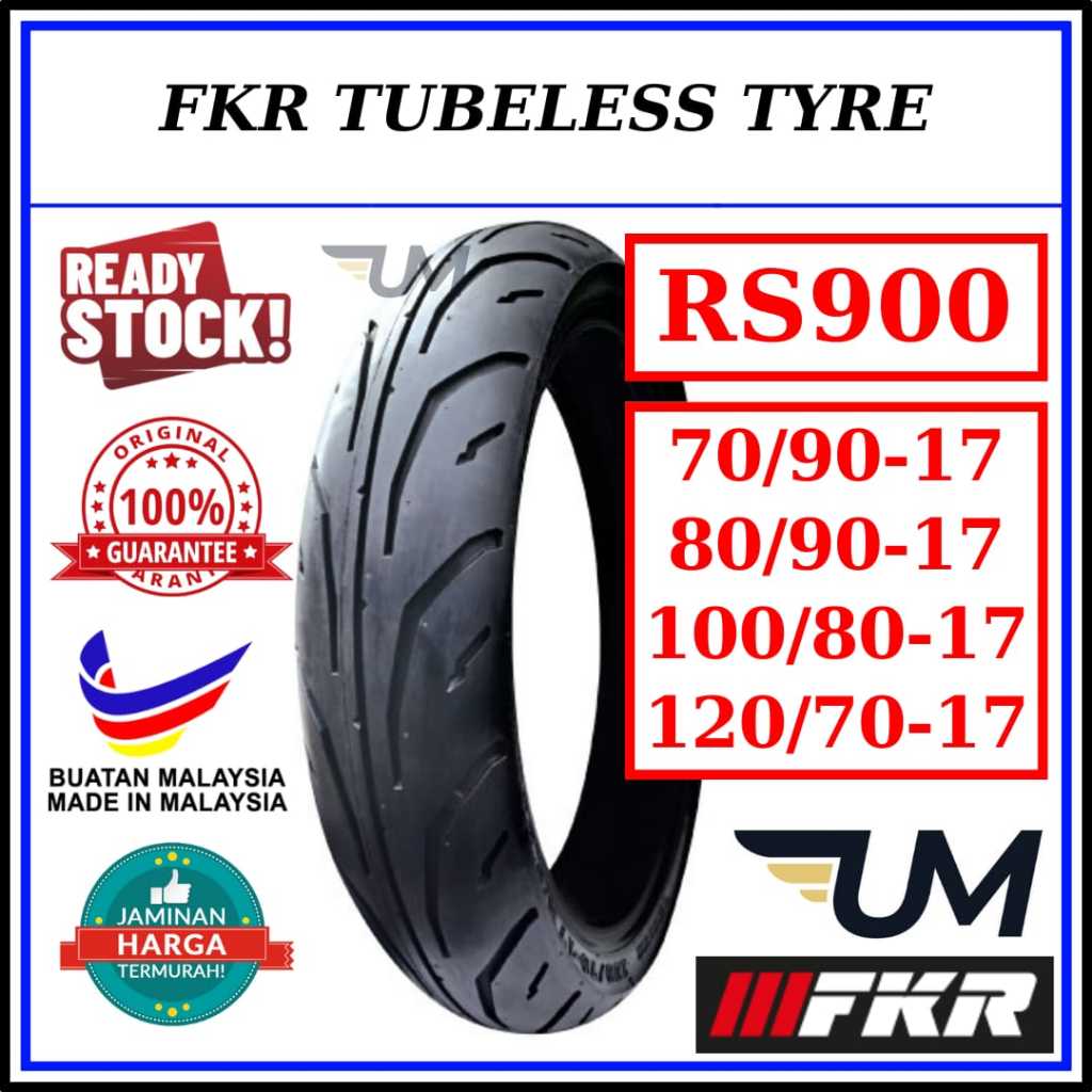 FKR TYRE TAYAR 17 RS900 Tubeless 70/90 80/90 100/80 120/70-17 RS900 (Cutting TT9) TT900 DUNLOP ...