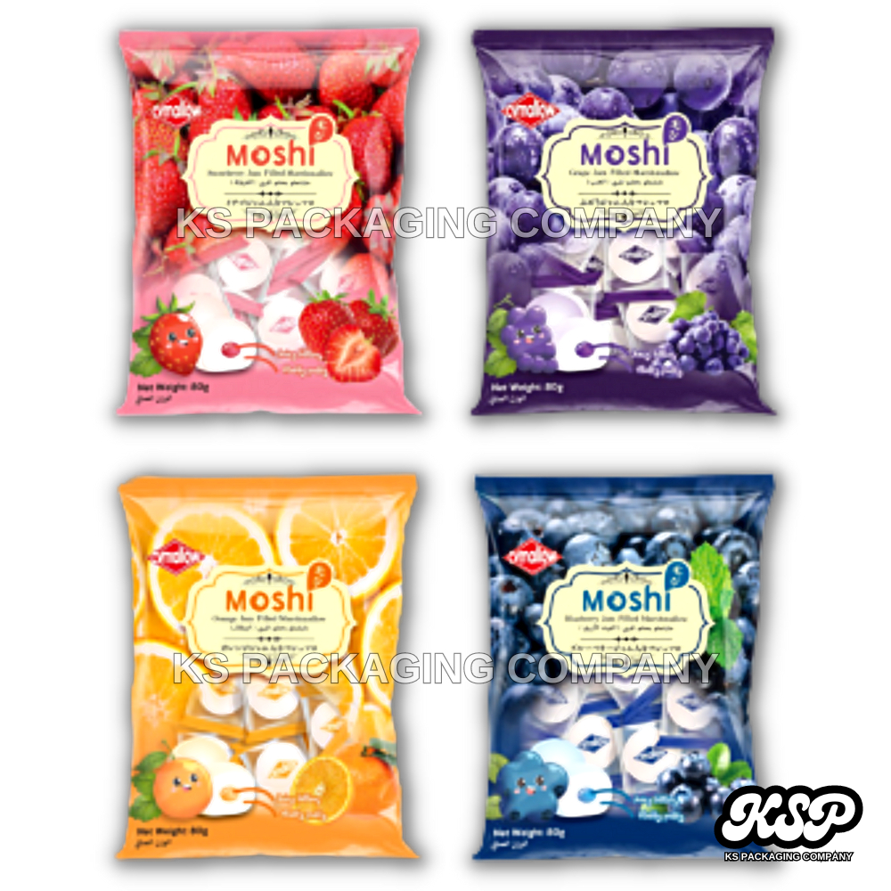 80g Cvmallow Moshi Strawberry / Blueberry / Grape / Orange Jam Filled Marshmallow Halal | Shopee ...