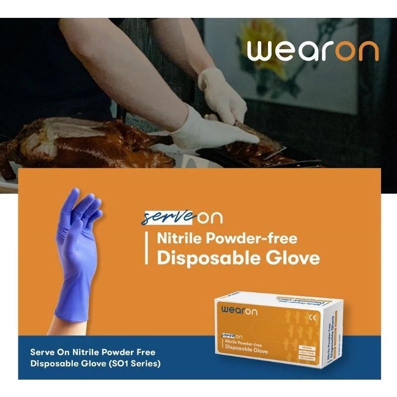(100pcs) wearon Nitrile Powder-Free Disposable Glove (S,M,L size ...