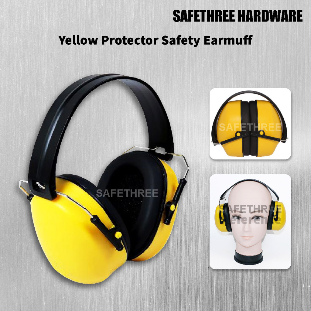 Yellow Safety Protector Ear Muff Anti-Noise Hearing Protection Earmuffs ...