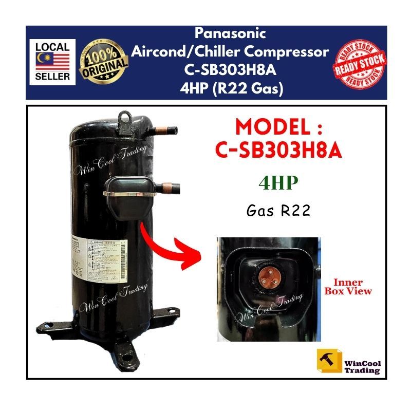Panasonic AirCond/Chiller Compressor 4HP (R22 Gas) Model : C-SB303H8A ...