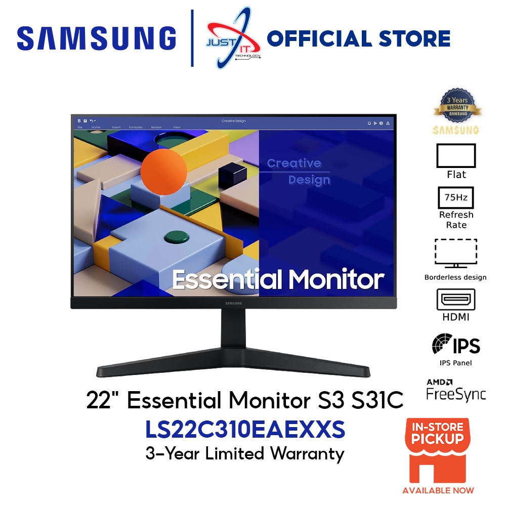 SAMSUNG LS22C310EAEXXS Essential Monitor S3 S31C MONITOR (22" IPS FHD ...