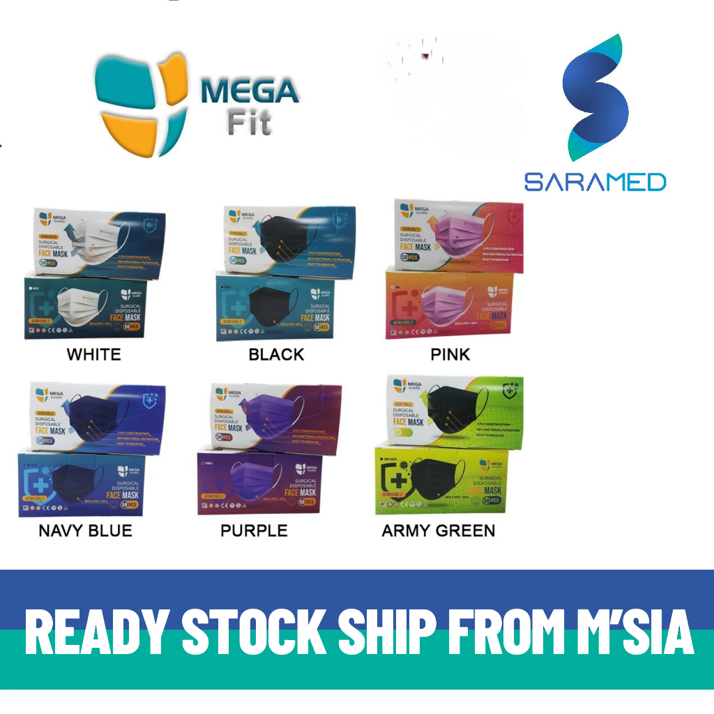 MEGA GUARD 3-PLY Disposable Face Mask ASTM Level 2 (Earloop) | Shopee ...