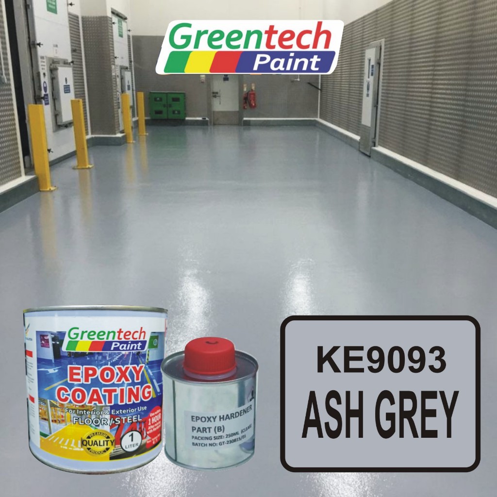 (ASH GREY KE9093)1L Epoxy Paint GREENTECH PAINT (750ml Colour + 250ml ...