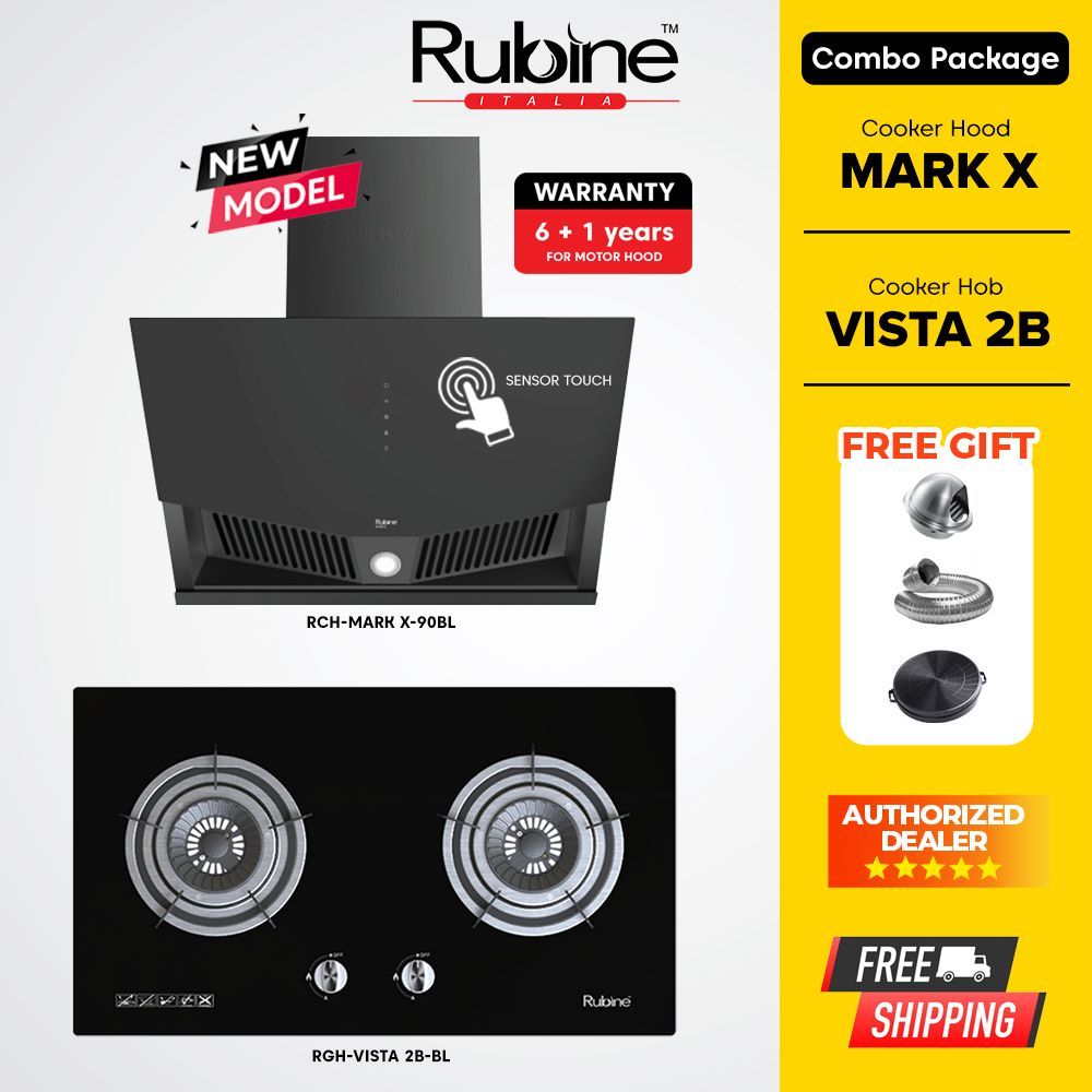 [FREE SHIPPING] RUBINE MARK X 90BL Cooker Hood Kitchen Hood + Cooker ...