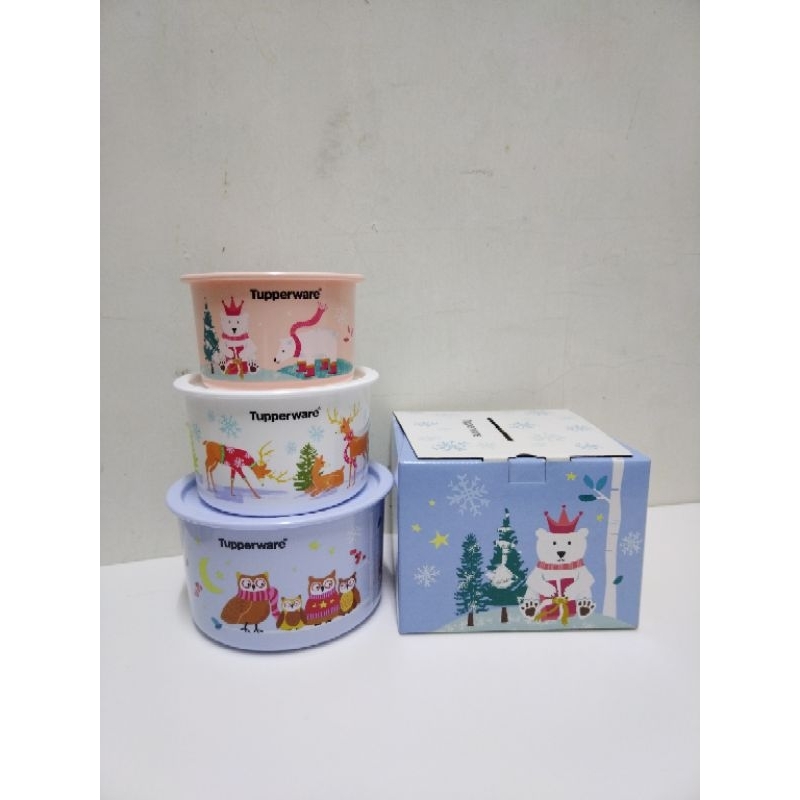 Tupperware Christmas One Touch Winter Wonder Collection set with Gift ...
