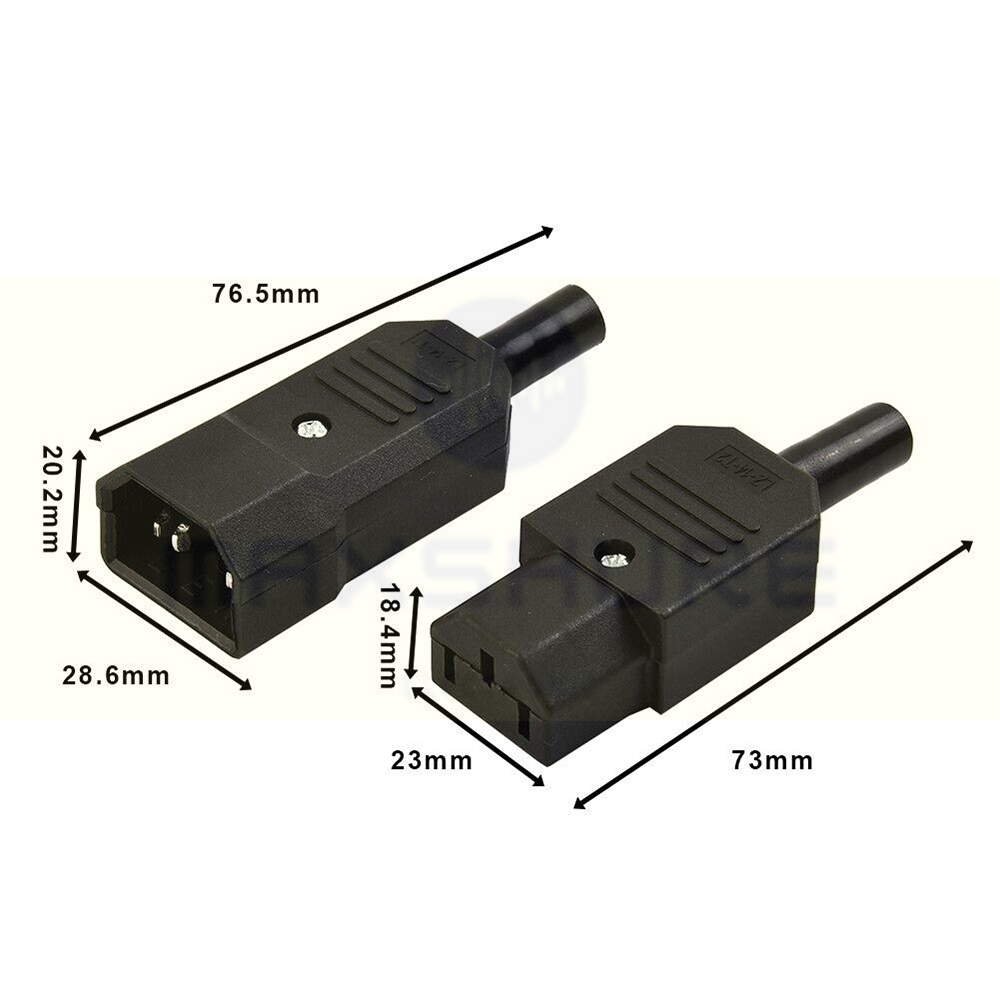 [Maxshure] 3 PIN 10A 250V IEC POWER ADAPTER C13 C14 PLUG SOCKET MALE ...