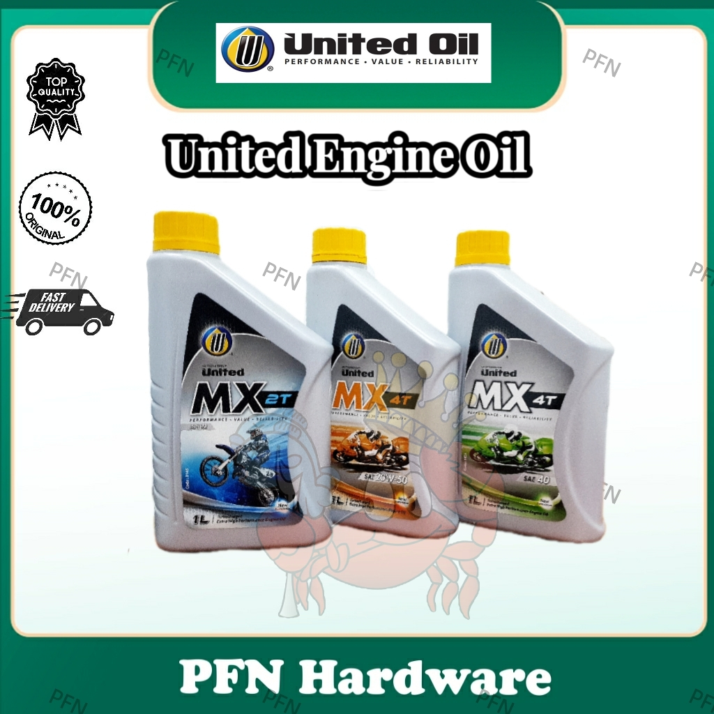 1L United Engine Oil (MX 2T/ 4T) SAE 20W-50 SAE-40 Turbocharged Extra ...