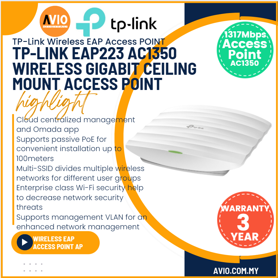 TP-LINK AC1350 Wireless MU-MIMO Gigabit Ceiling Mount Wifi Wi-Fi Access ...