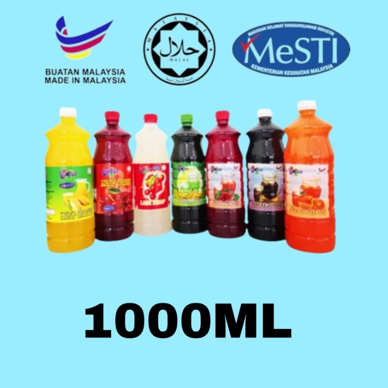 Sky Blue syrup 1L (Mangga, Ceri, Laici, Pisang, Ros, Sarsi, Oren ...