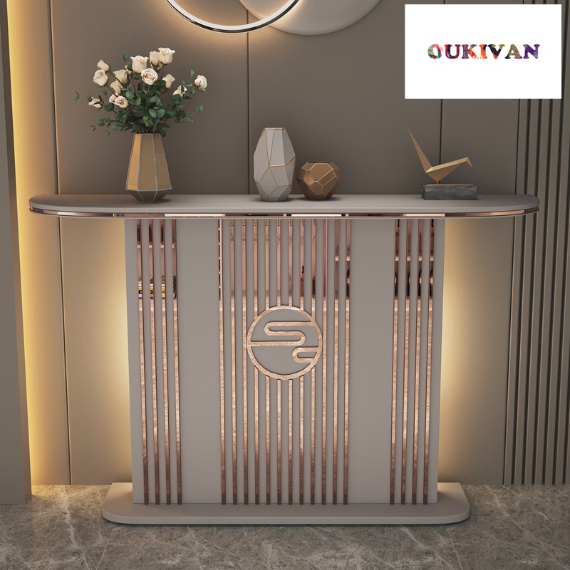Luxury Console Table With Both Side Led Lighting Solid Wood Entrance ...