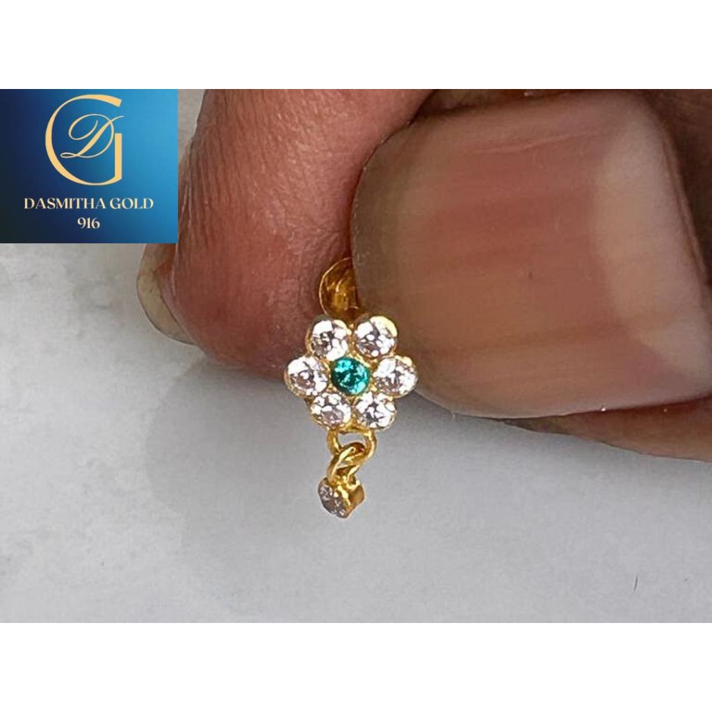 Dasmitha Gold 916 (mix) Sri Devi HAnging mukuthi 5mm nose pin | Shopee ...