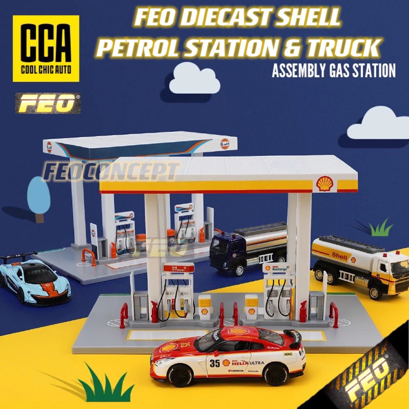 FEO CCA Assemble Shell Petrol Station Gas Model Diecast Trailer Volvo ...