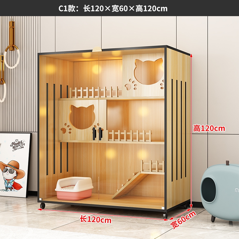 Cat Villa Solid Wood Cat Cage Cat House Home Cat Nest Display Cabinet
