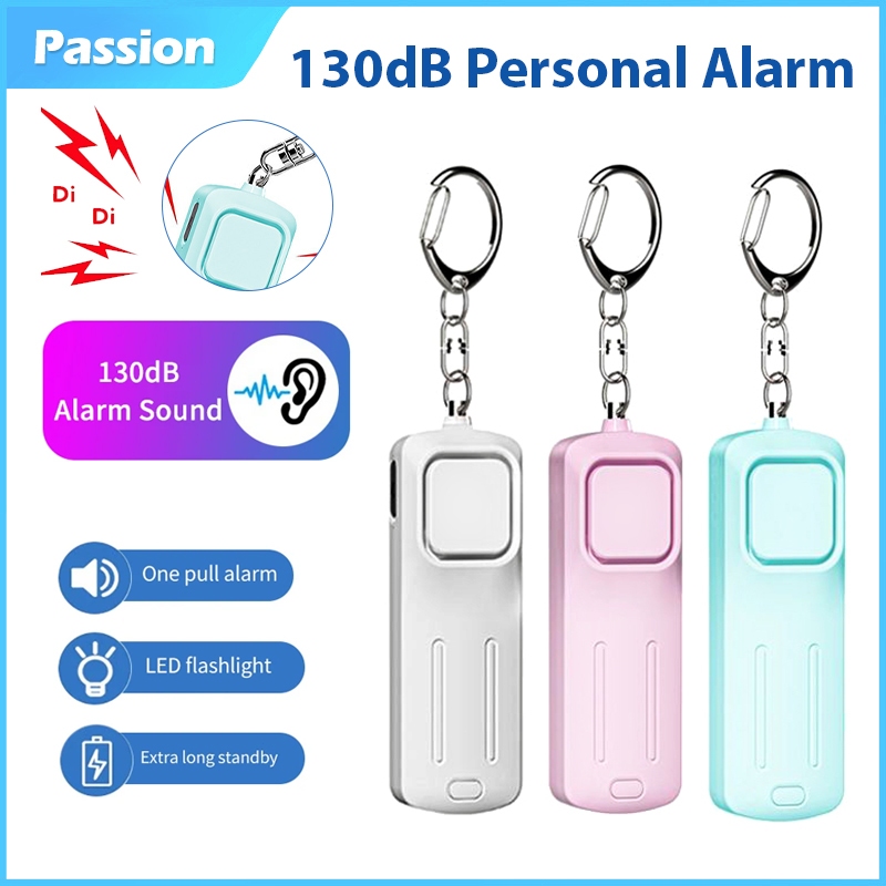 Personal Safety Alarm Self Defence 130dB LED Flash Light Loud Buzzer Emergency Key Chain Girl ...