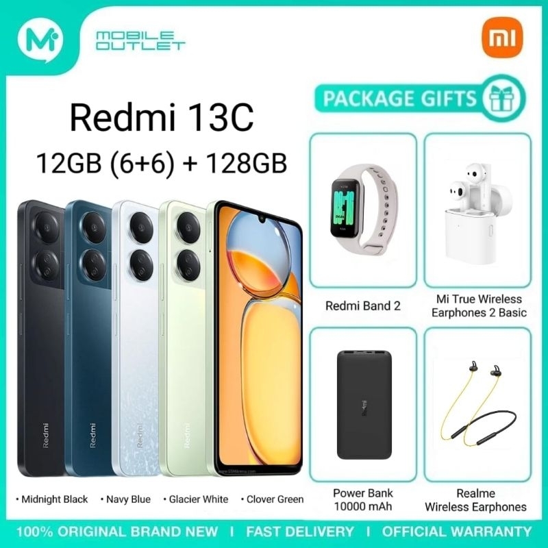 Redmi 13C 12GB RAM (6+6GB Extended RAM) + 128GB , Original Xiaomi ...