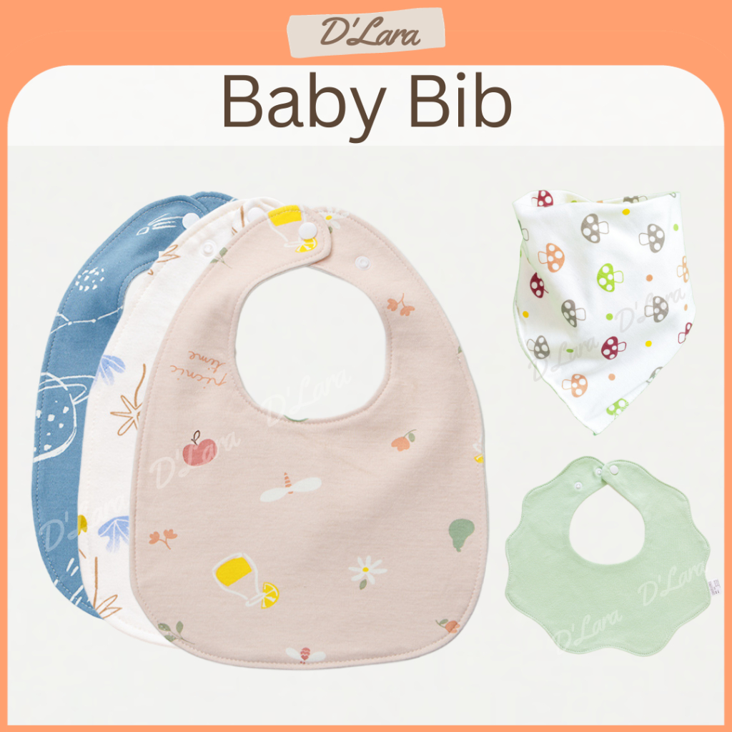 D'LARA Baby Bib Toddler Cotton Bib | Oval, Triangle & U-Shape Design ...
