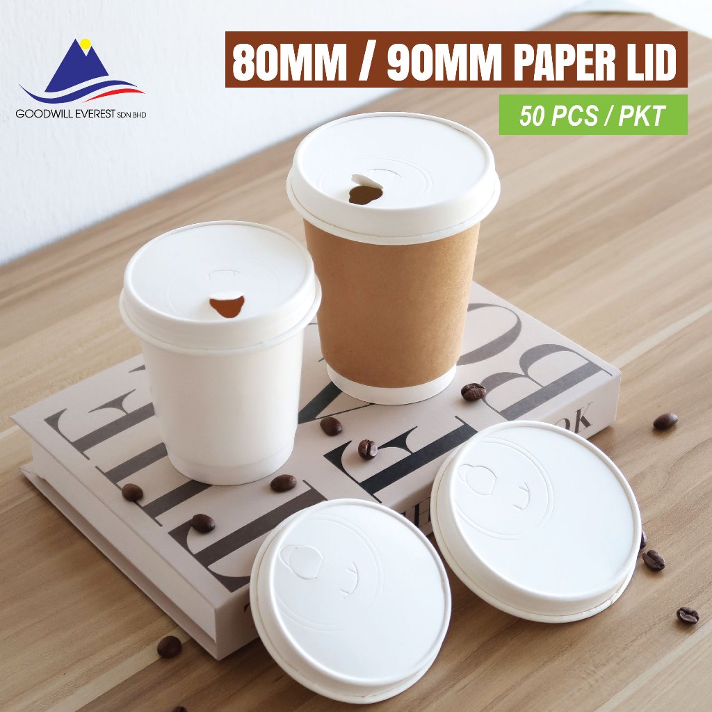 (50pcs/pkt) 80mm / 90mm Paper Lids for Paper Hot Cup (Cup & Lid are ...