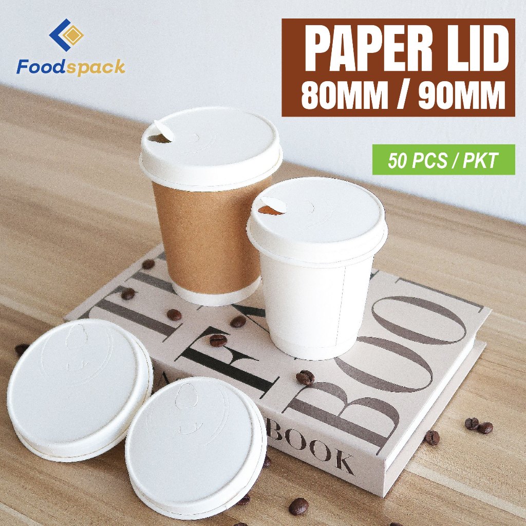 (50pcs/pkt) 80mm / 90mm Paper Lids for Paper Hot Cup (Cup & Lid are ...