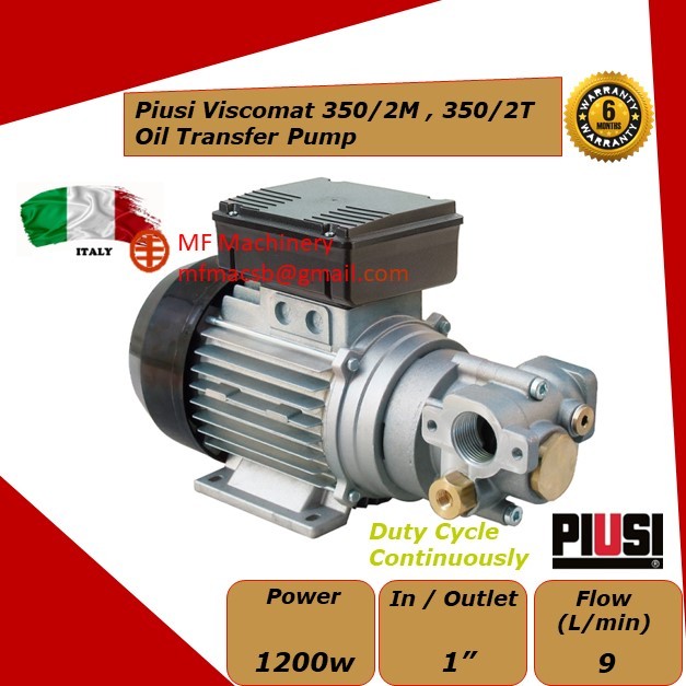Mf Piusi Viscomat 200/2M , 350-2M, 350-2T , 230/3M Oil Transfer Pump ...