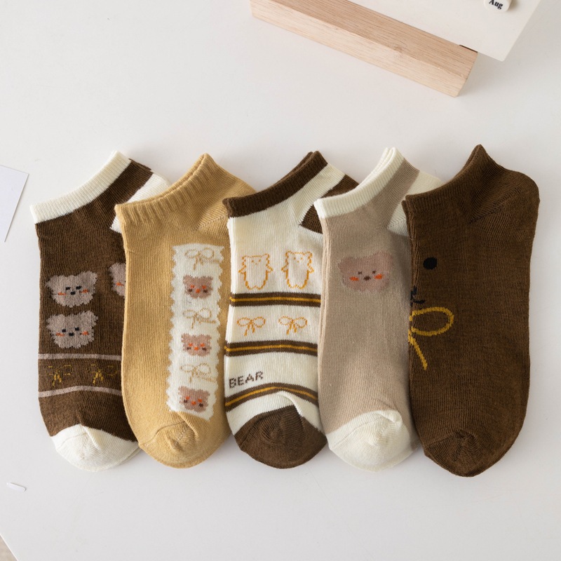 SOCKSTUDIO Bear series Cute Socks (5 pairs/set) Stokin cute Socks women ...