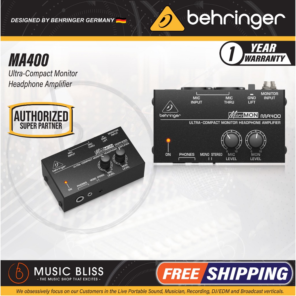 Behringer MicroMON MA400 Monitor Headphone Amplifier (MA-400 / MA 400 ...
