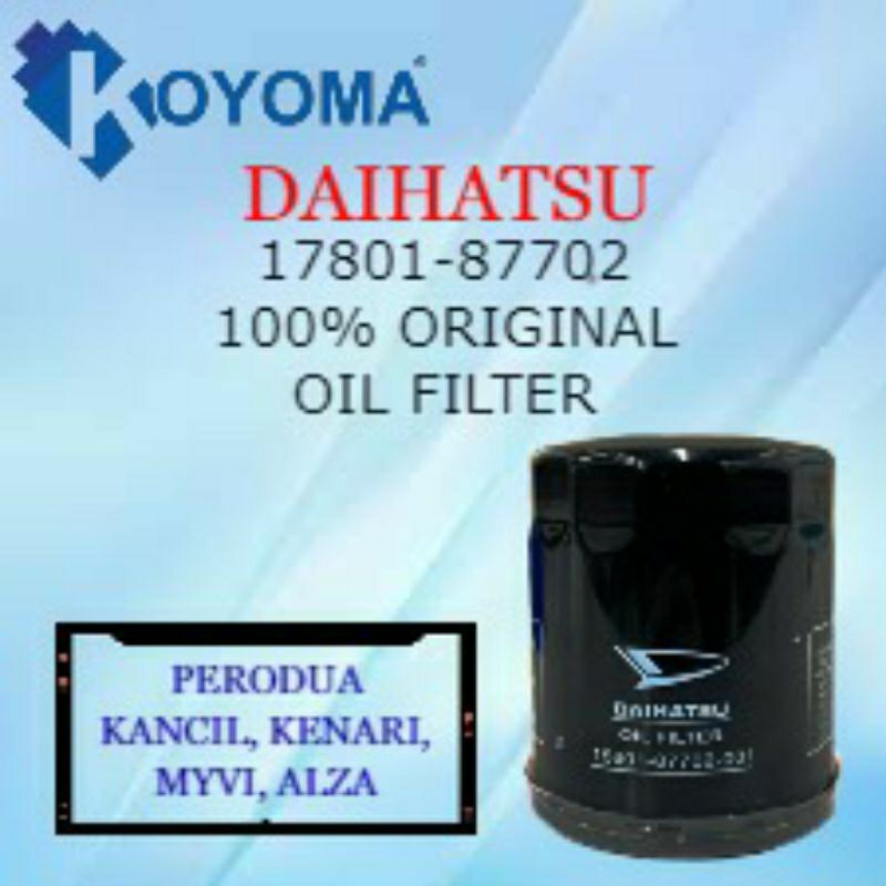 100% ORIGINAL DAIHATSU OIL FILTER 15601-87702 MIRA L5,L2 KANCIL MYVI ...