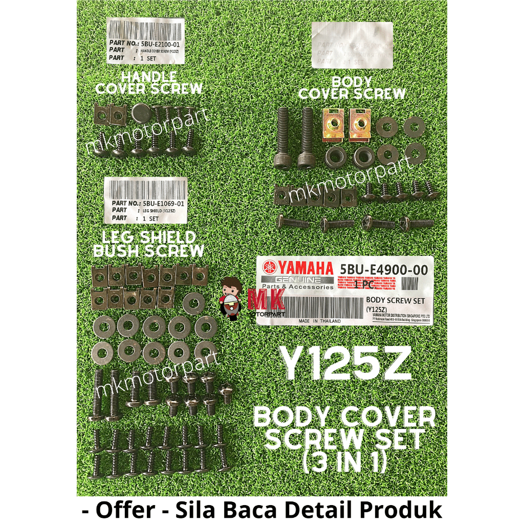 (5BU) Yamaha Y125z 5BU / Y125zR 5XK Full Set Body Cover Screw Set ( 3 ...