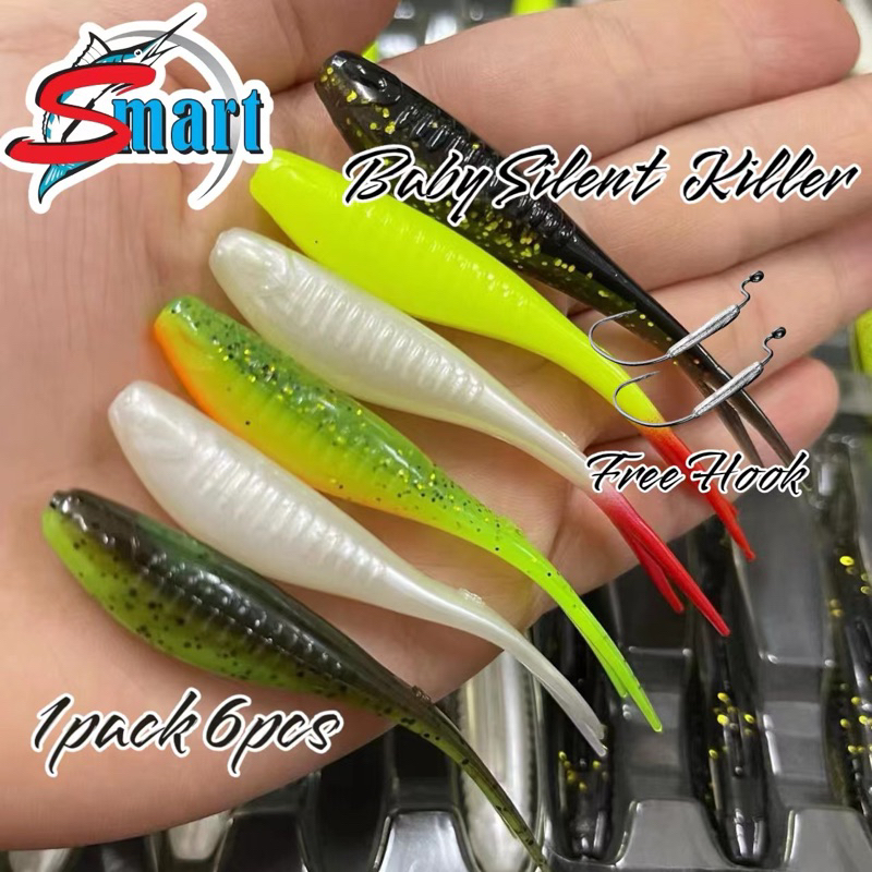 FREE HOOK 】SMART Super Baby Silencer7.5cm 5g Soft Plastic Soft Bait ...