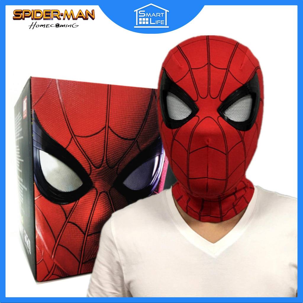 Spider-Man Cosplay Mask Mechanical Movable Eye Spiderman Headgear Can ...