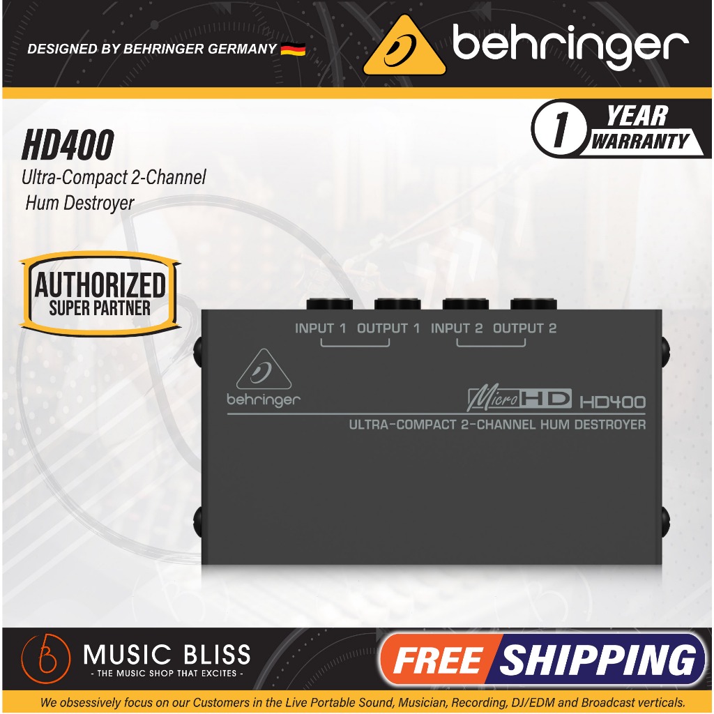 Behringer MicroHD HD400 2-channel Hum Destroyer and Direct Box (HD-400 ...