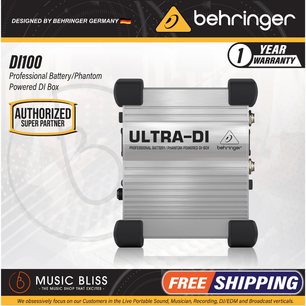 Behringer Ultra-DI DI100 1-channel Active Microphone / Instrument ...