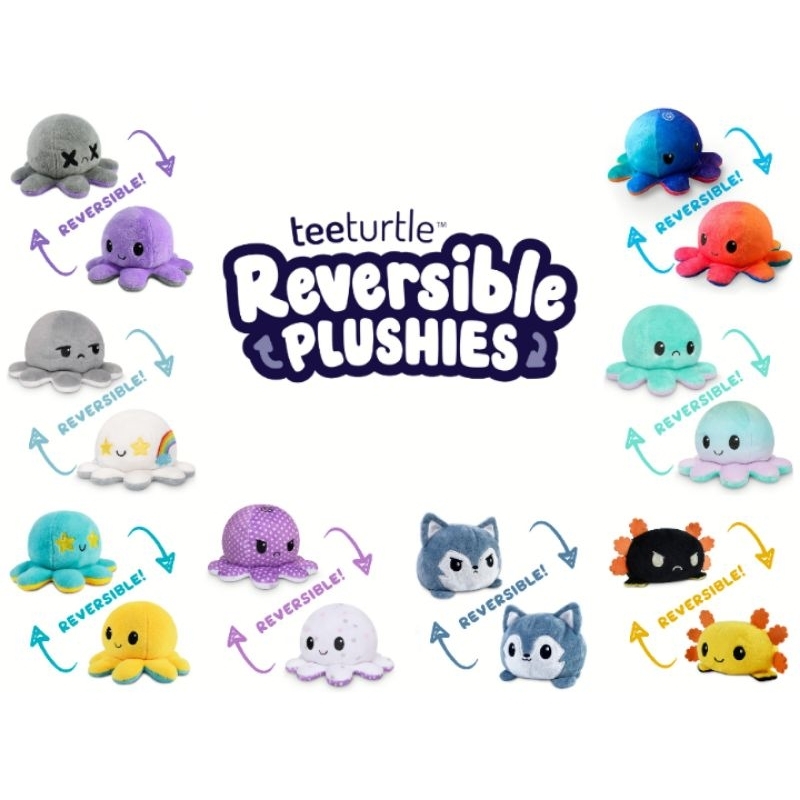 ORIGINAL TEETURTLE REVERSIBLE STRESS RELIEF PLUSHIES OCTOPUS SEAL ...