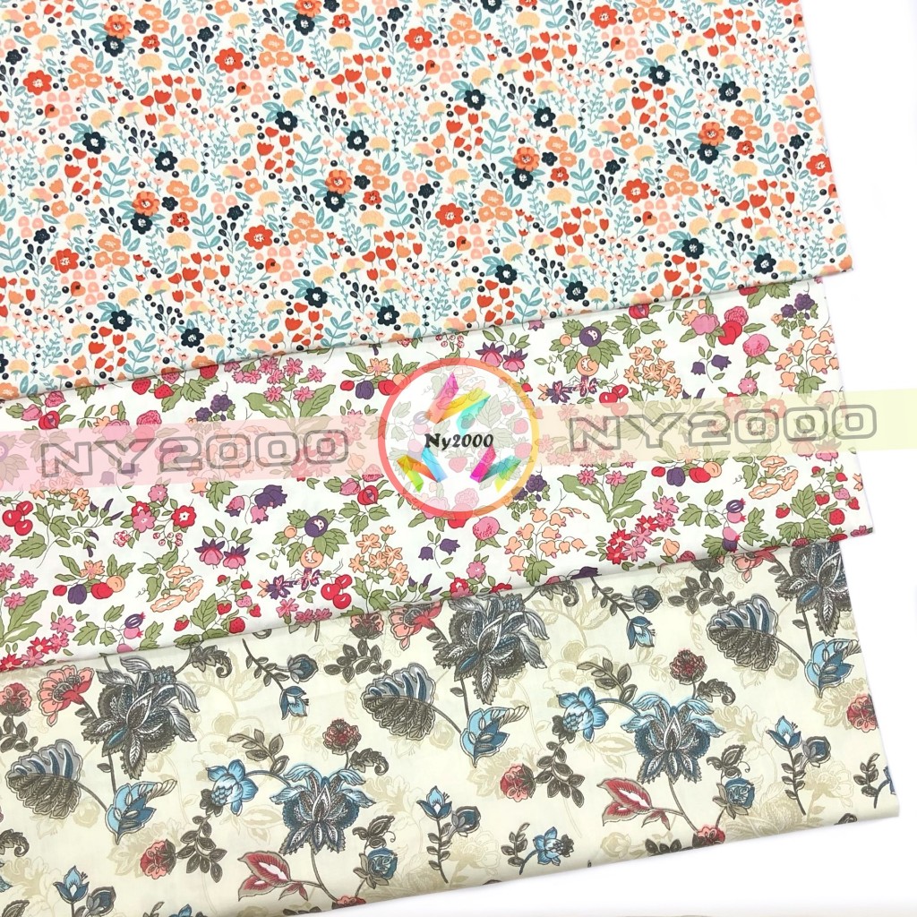 Kain Comb Cotton Corak Bunga Cantik (Bidang 60") / Warm Colour Flower ...