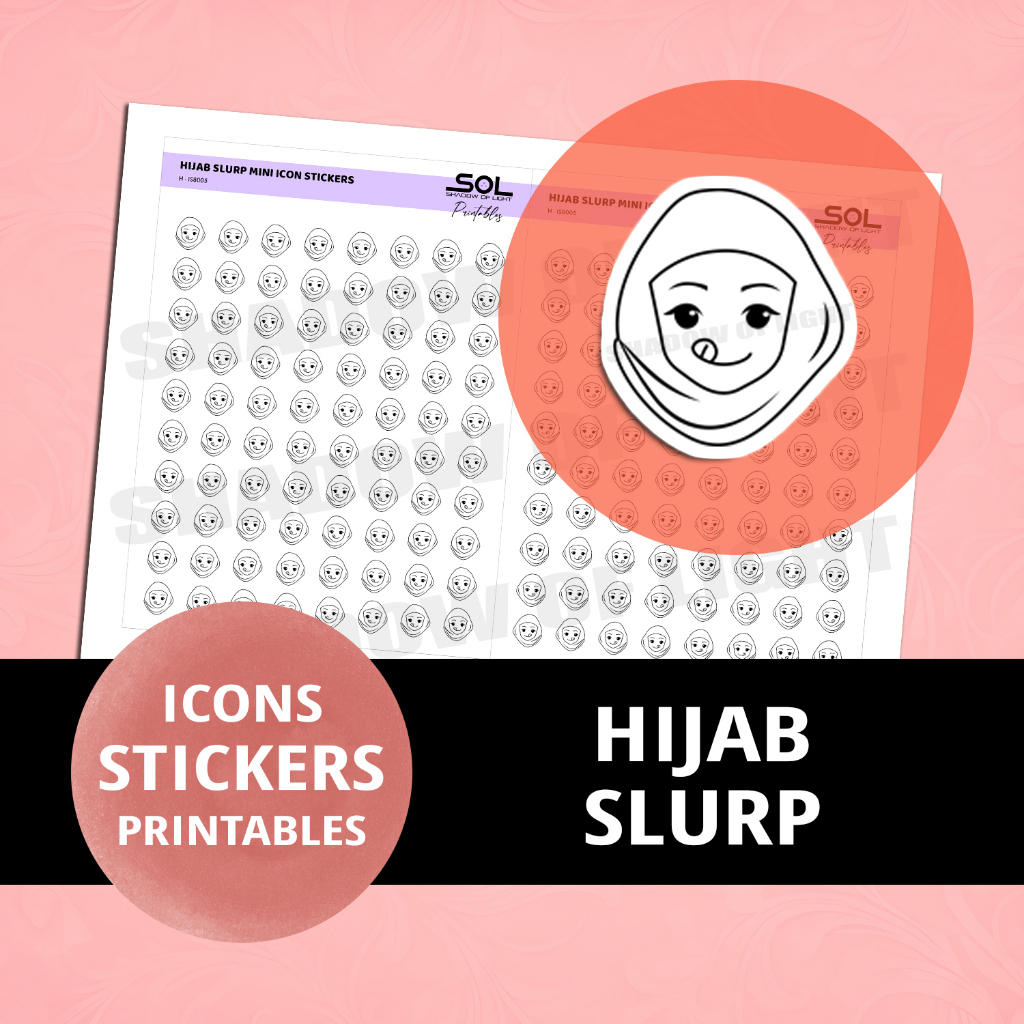 Printable Hijab Slurp Icon Stickers | PDF | Planner Stickers ...
