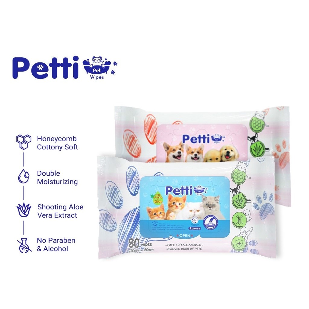 Petti Pet Pack Dog & Cat Tissue Wipes Aloe Vera For Eye Ear (80's ...