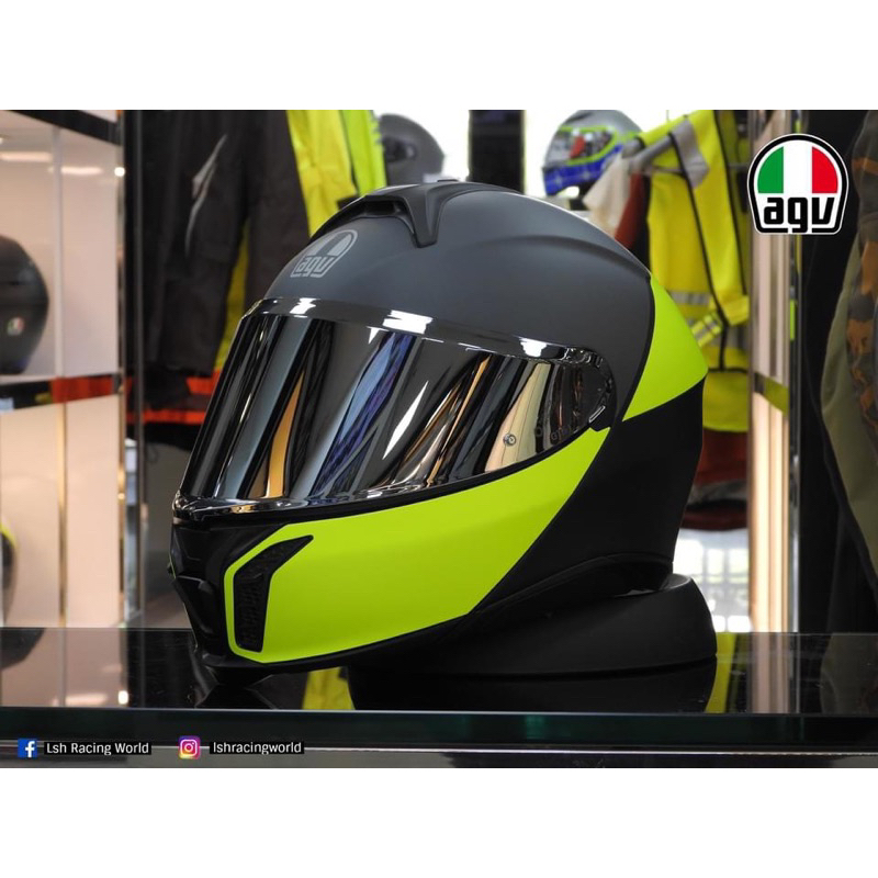 AGV Tourmodular Balance Matt Black Yellow Fluo Grey Helmet (Asian Fit ...