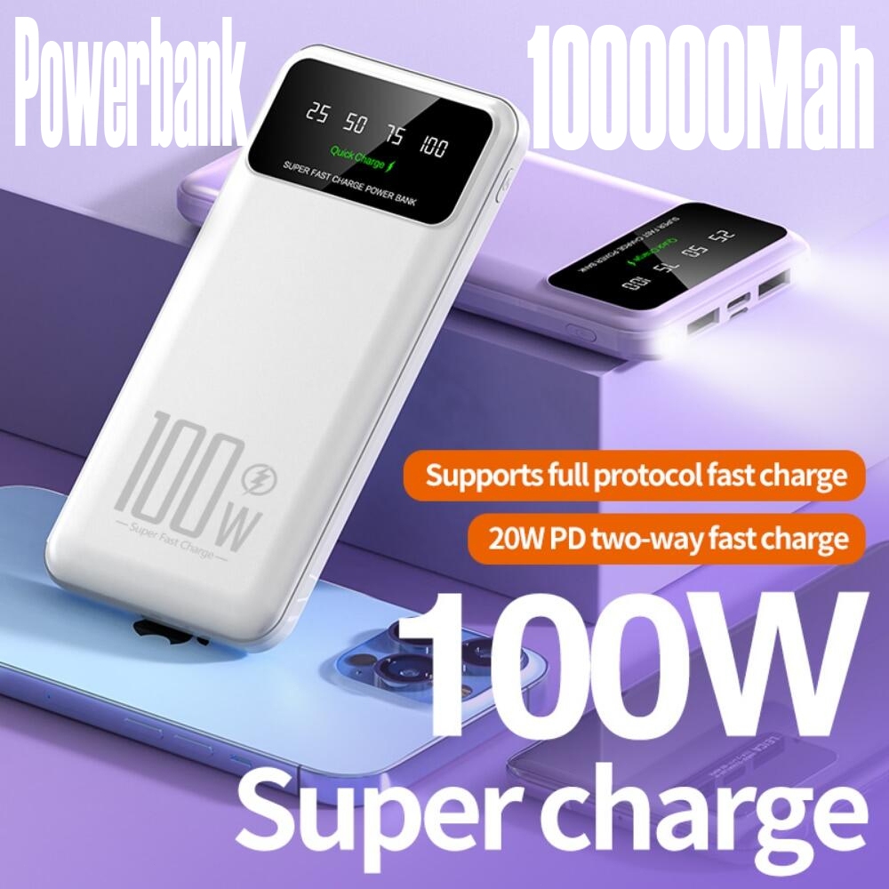 100W Power Bank 100000mAh Super Fast Charging Powerbank USB Type C ...
