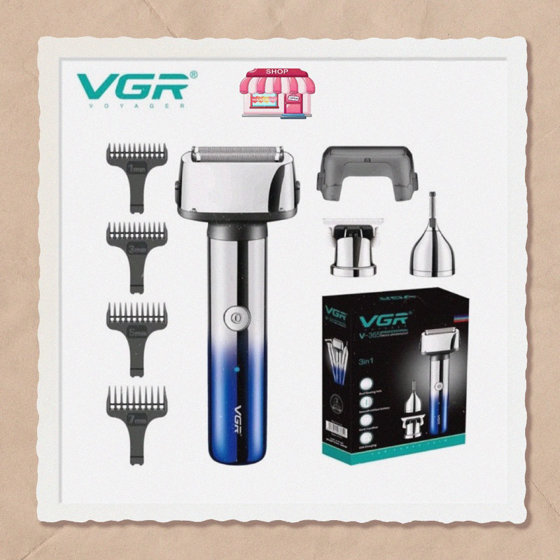[NEW] VGR 3 IN 1 V-365 Beard Shaver LED Display Eyebrows Trimmer Rechargeable Electric Shaver ...