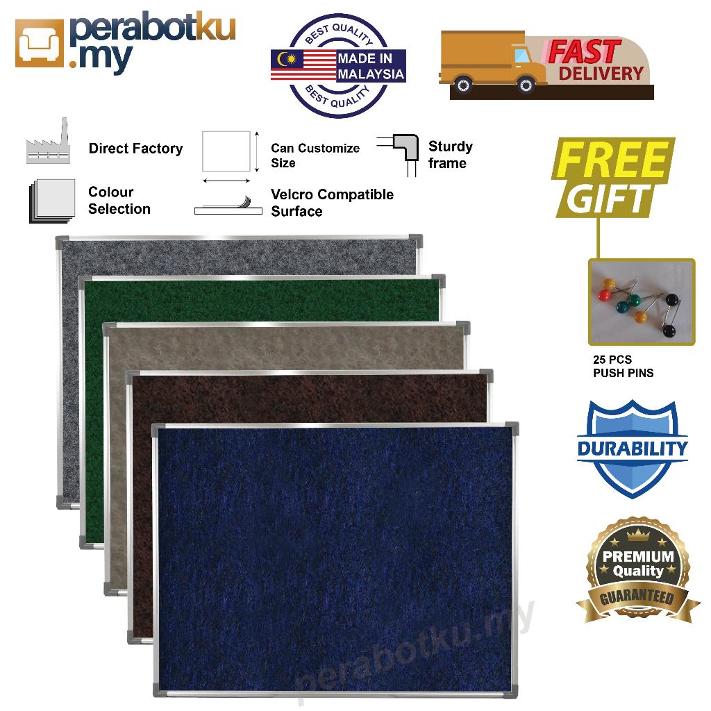 Aluminium Frame Carpet Notice Board Wall Notice Board size 1'x1' 1.5'x1 ...