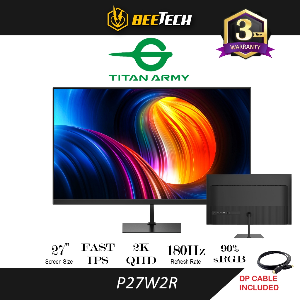 Titan Army 27 inch 2K QHD Fast IPS 180Hz 1ms Gaming Monitor (P27W2R ...