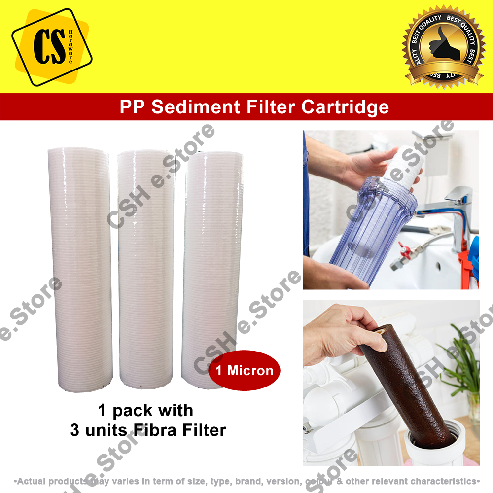 PP Sediment Filter Cartridge 1 Micron Fibra Filter (1 pack 3 units) for ...