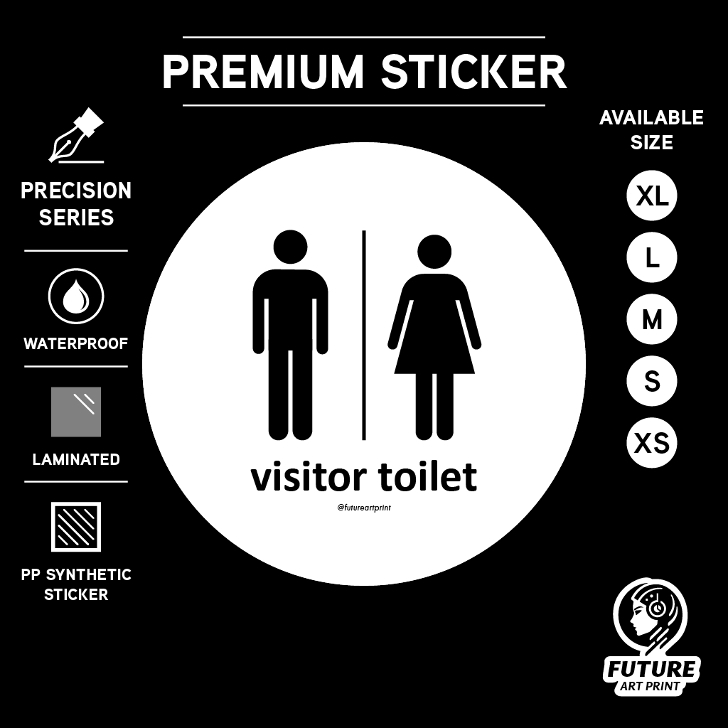 Toilet Restroom Tandas. Premium Sticker Round Sign Signage. Pure White ...