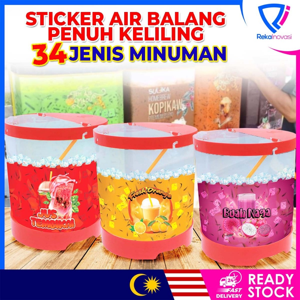 STICKER AIR BALANG PENUH 34 JENIS MINUMAN BAZAR RAMADAN PASAR MALAM ...