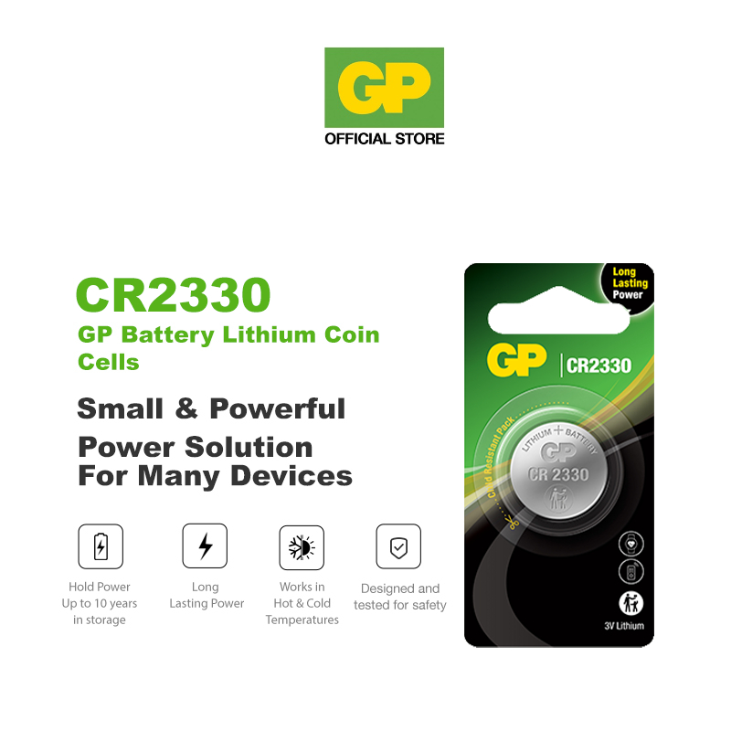 GP Lithium Coin Cells Battery CR2330 [ Card of 1s ] (BR2330 DL2330 ...