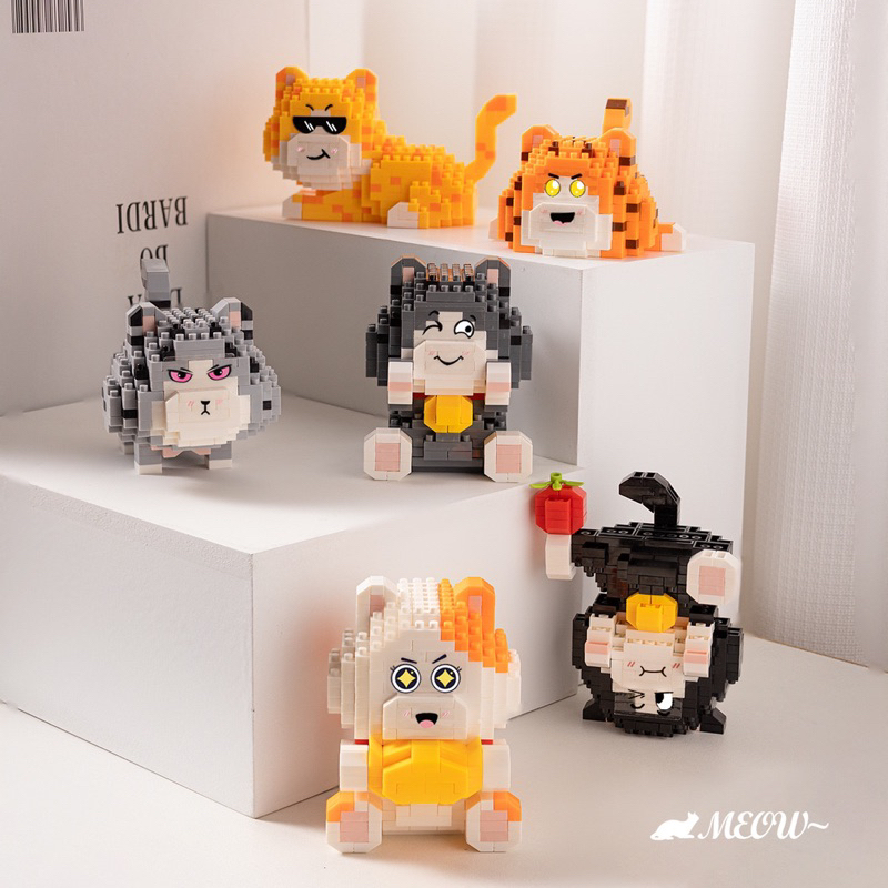 Cute Cat Miaomiao 哈基米小猫咪kucing blocks Cartoon Cat Model Building Block ...