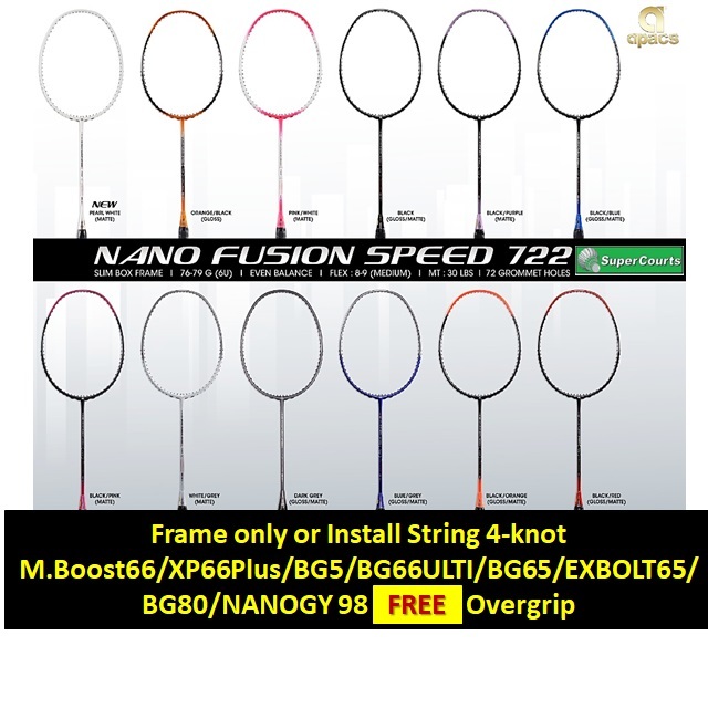 【ORIGINAL】 Apacs Nano Fusion Speed 722 (FREE INSTALL STRING 4-knot ...
